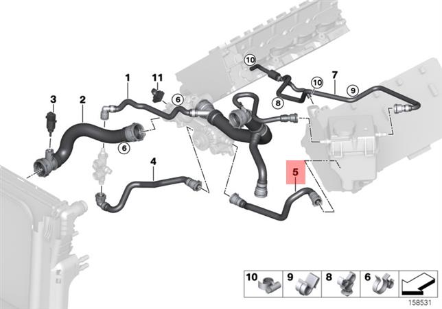 Genuine BMW E53 X5 Radiator Coolant Hose OEM 17127509966 | eBay