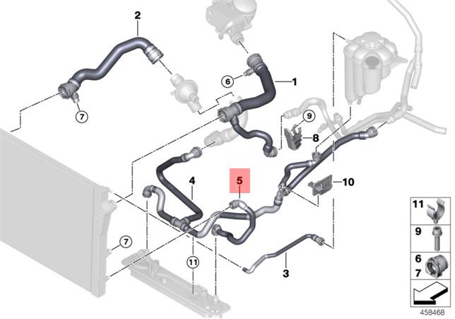 Genuine BMW E70N E71 F15 F16 SAC SUV Radiator Coolant Hose OEM ...