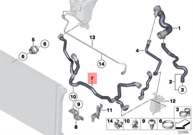 Genuine BMW F01 F01N F02 F02N F10 F11 Radiator Coolant Hose OEM ...