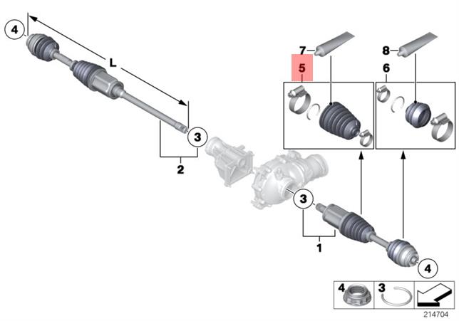 Genuine BMW X5 F15 E70 Front Axle Inner CV Joint Boot Repair Kit OEM ...