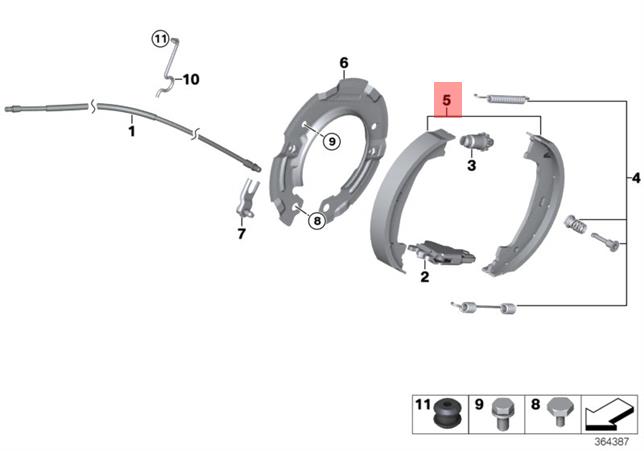 Genuine BMW E46 E81 E82 Parking Brake Shoe 4 pcs Repair Kit OEM ...