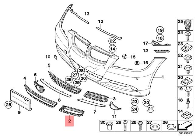 Genuine BMW 3 Series E90 E91 Front Partially Open Grille Left OEM ...