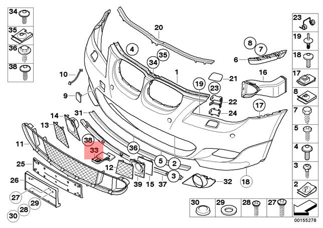 Genuine BMW E60 E60N E61 E61N Estate Bumper Insert Adapter OEM ...