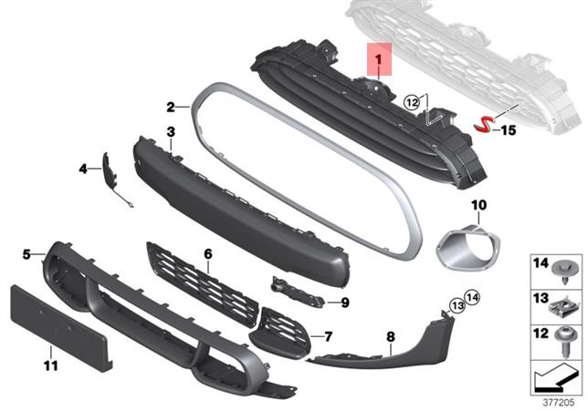 Genuine BMW F55 F56 3 doors Front Bumper Chrome Vent Grille OEM ...