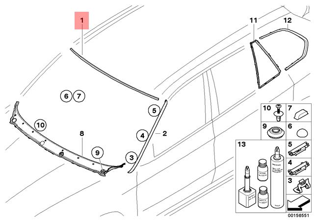 Genuine BMW X5 E70 Windshield Upper Moulding Trim OEM 51317157681 | eBay