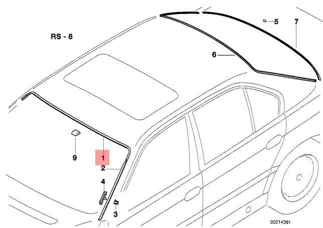 Genuine BMW E38 Saloon Windscreen Molding Trim Seal Upper OEM ...