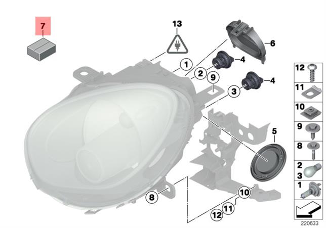 Genuine MINI R60 R61 Headlight Bracket Holder O/S Repair Kit OEM ...