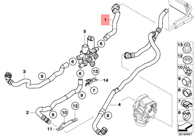 Genuine BMW E90 E91 Hose for Radiator Changeover Valve OEM 64126953090 ...