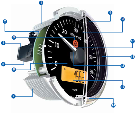 VDO Viewline Pyrometer Exhaust Gas Gauge 52mm 2" 100-900C White ...